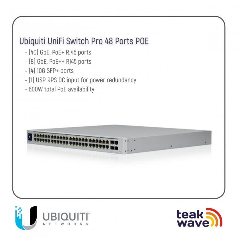 Jual Ubiquiti UniFi Switch Pro 48 Ports PoE / USW-Pro-48-PoE - Teakwave