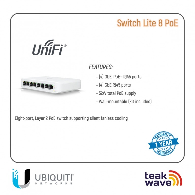 Jual Ubiquiti Switch Lite 8 PoE / USW-Lite-8-PoE - Teakwave