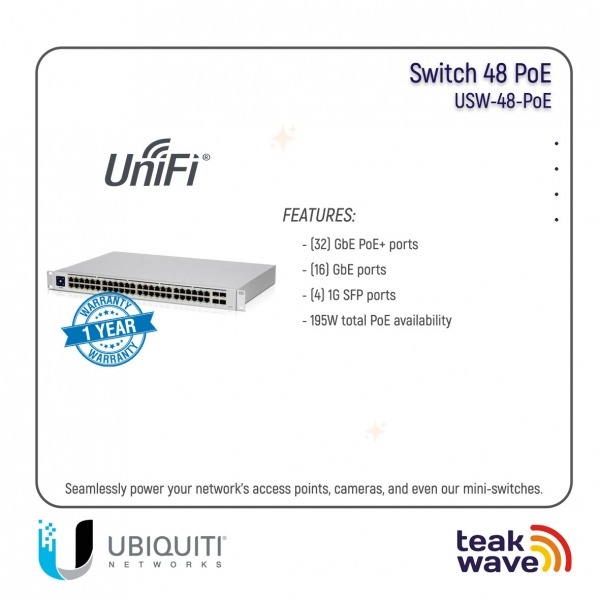 Jual Ubiquiti Switch Managed 48 PoE - USW-48-POE Gen2 - Teakwave